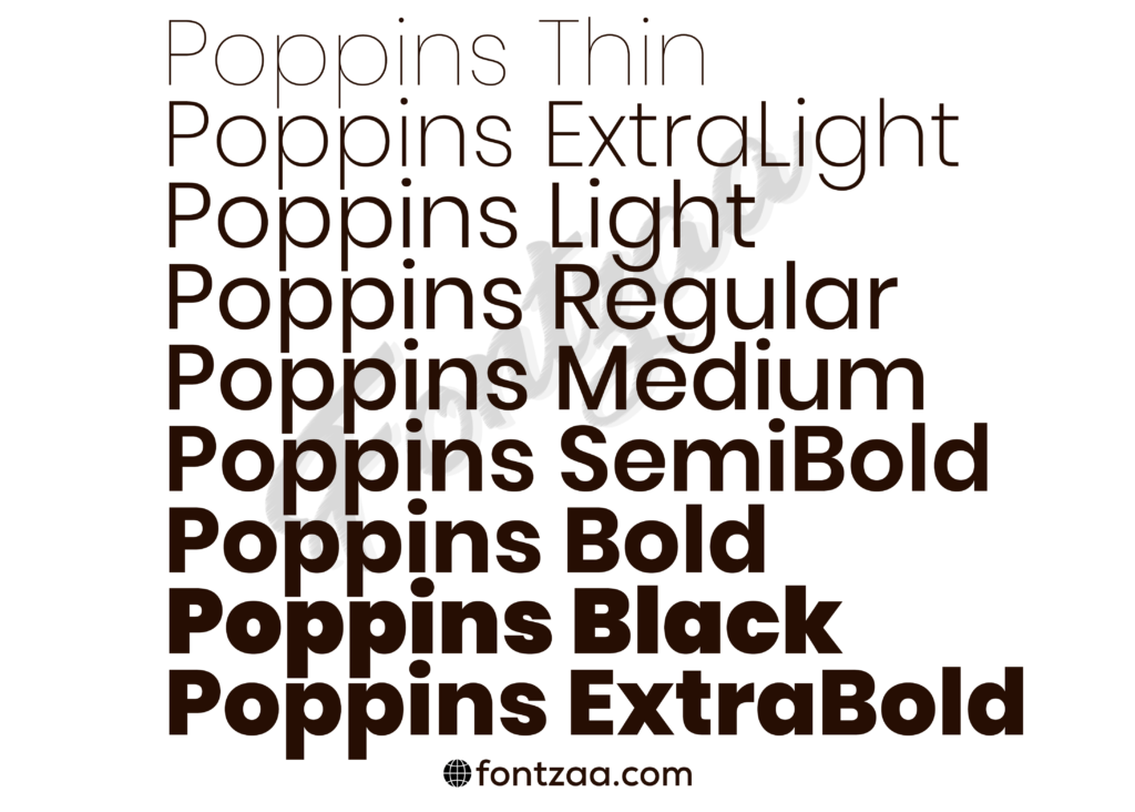 Poppins Font Fontzaa Exclusive Fonts Library